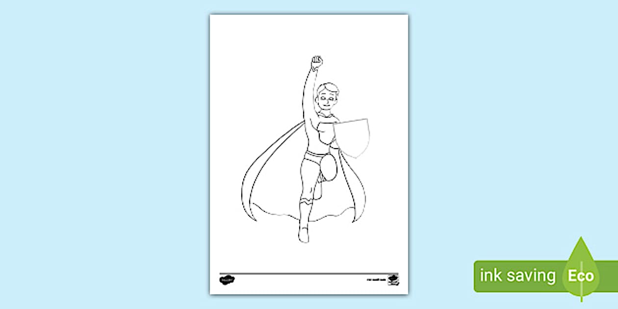 Superhero with Shield Colouring Sheet | Twinkl Colouring