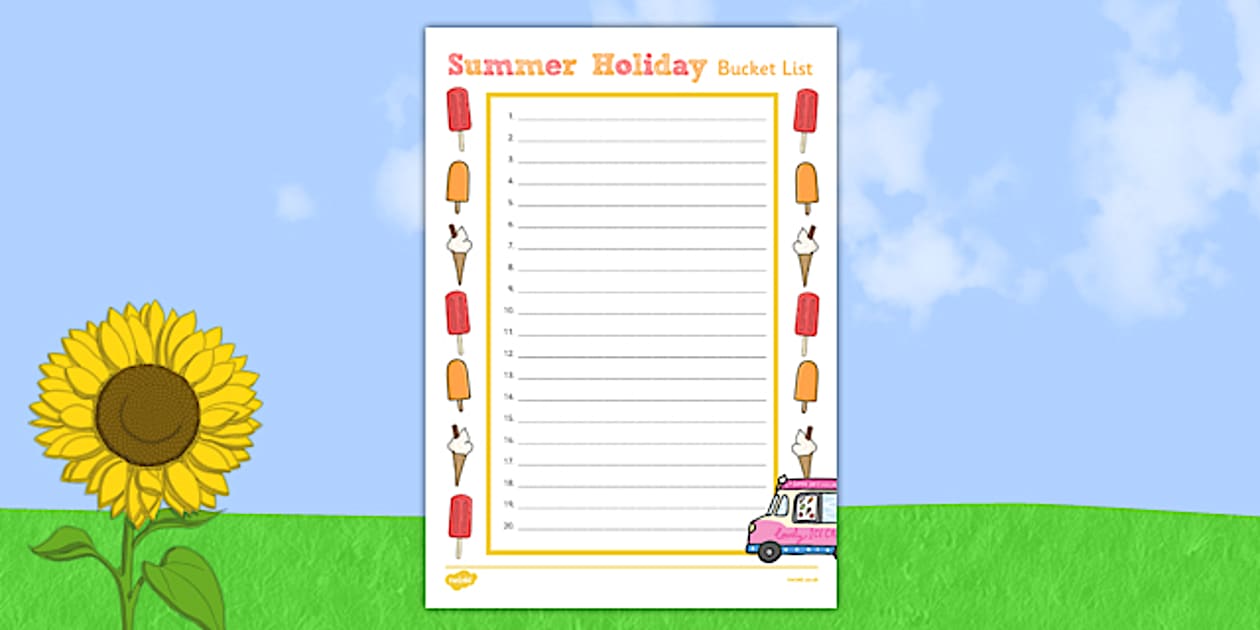 Editable Summer Holiday Bucket List (teacher made) - Twinkl