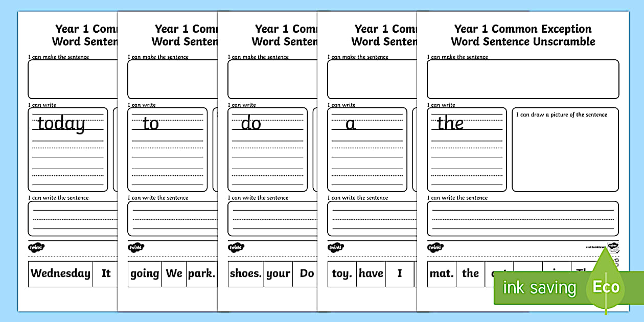 Year 1 Common Exception Words Sentence Unscramble | KS1