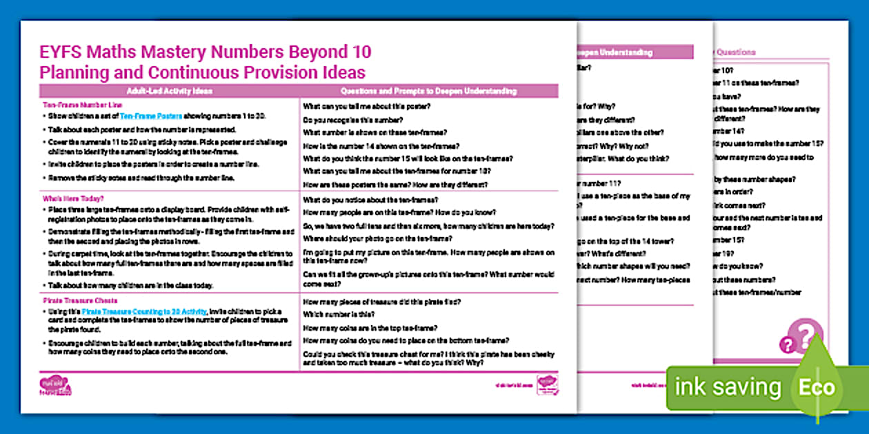 EYFS Maths Mastery Numbers Beyond 10 Planning (teacher made)