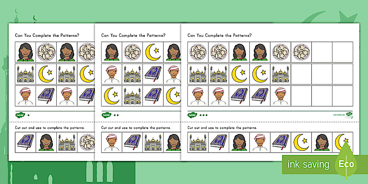 Ramadan Pattern Activity Worksheet | Kindergarten Resource | Twinkl US