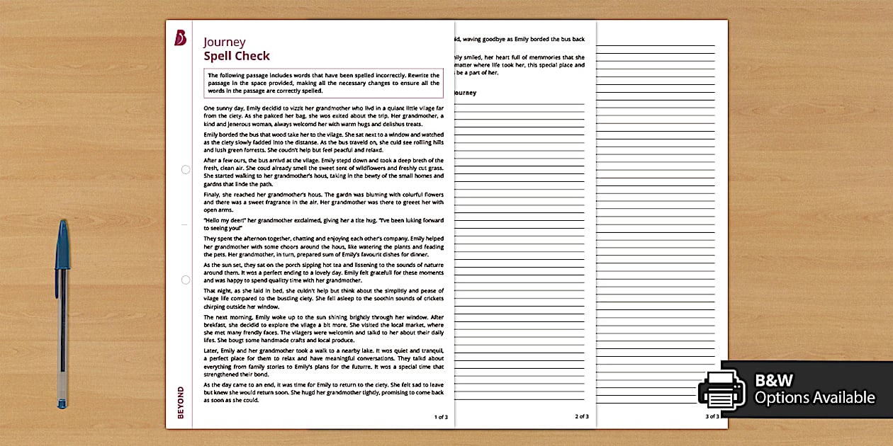 Journey (Spell Check Activity) (Teacher-Made) - Twinkl