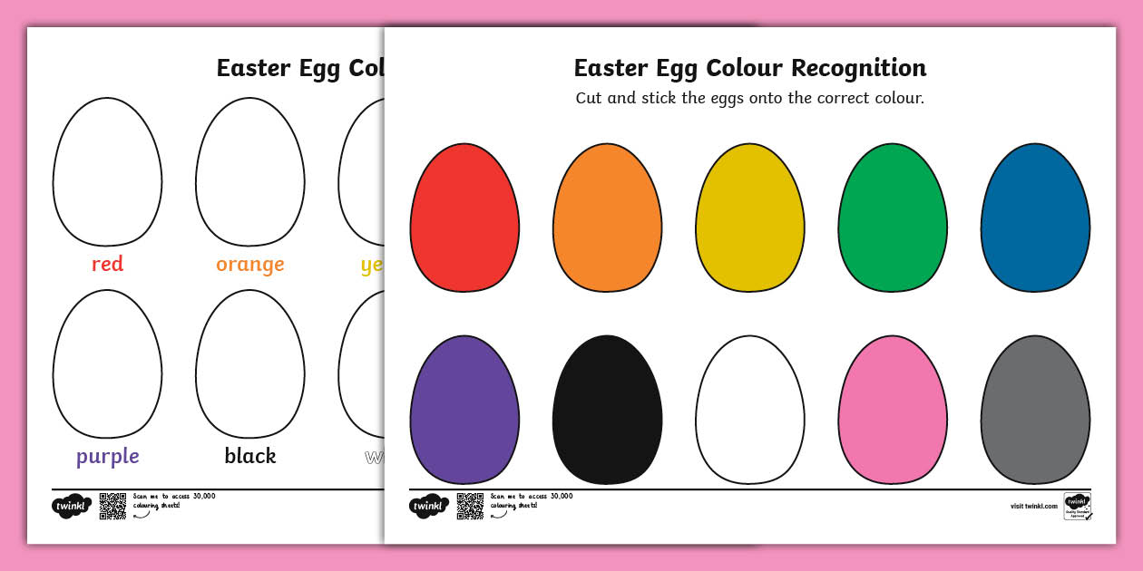 Easter Egg Color Recognition Worksheet / Worksheets - Twinkl