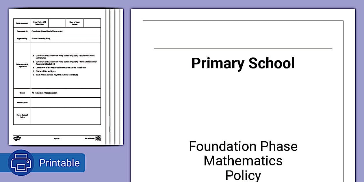 Foundation Phase Mathematics Policy (Hecho por educadores)