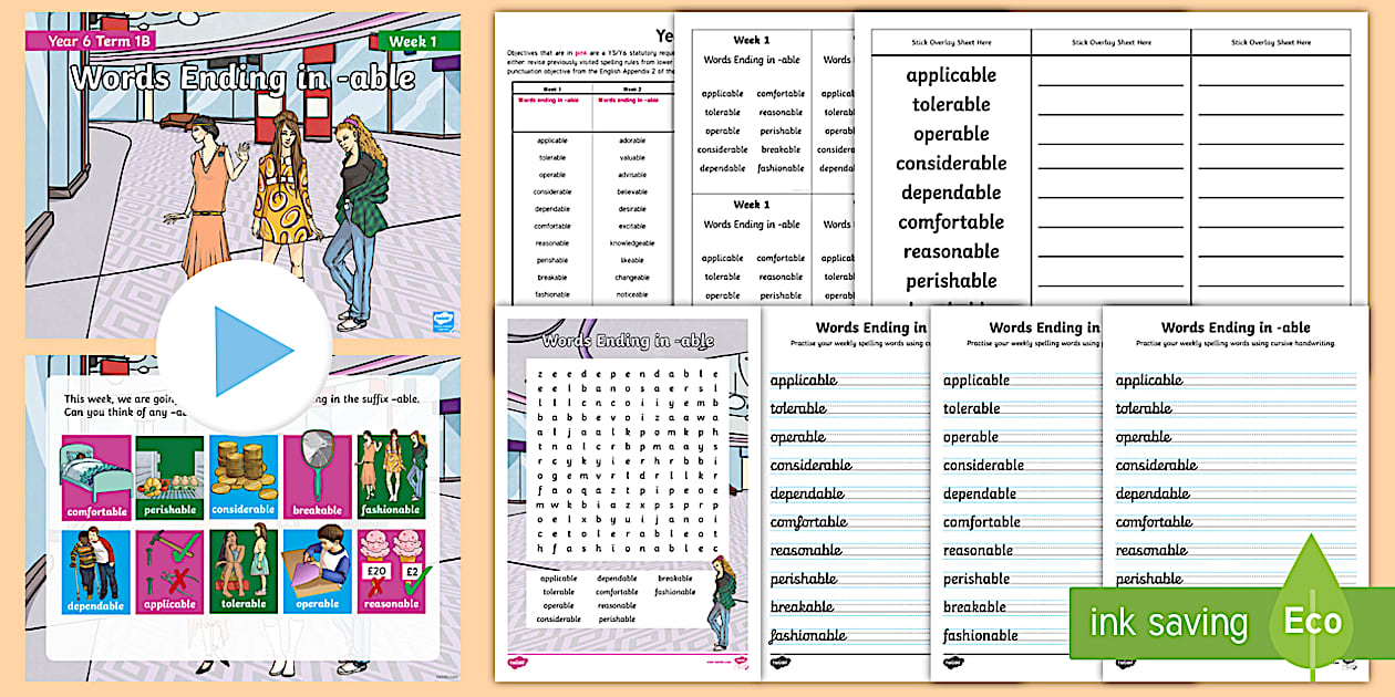 Year 6 Term 1B Week 1 Spelling Pack (teacher made) - Twinkl