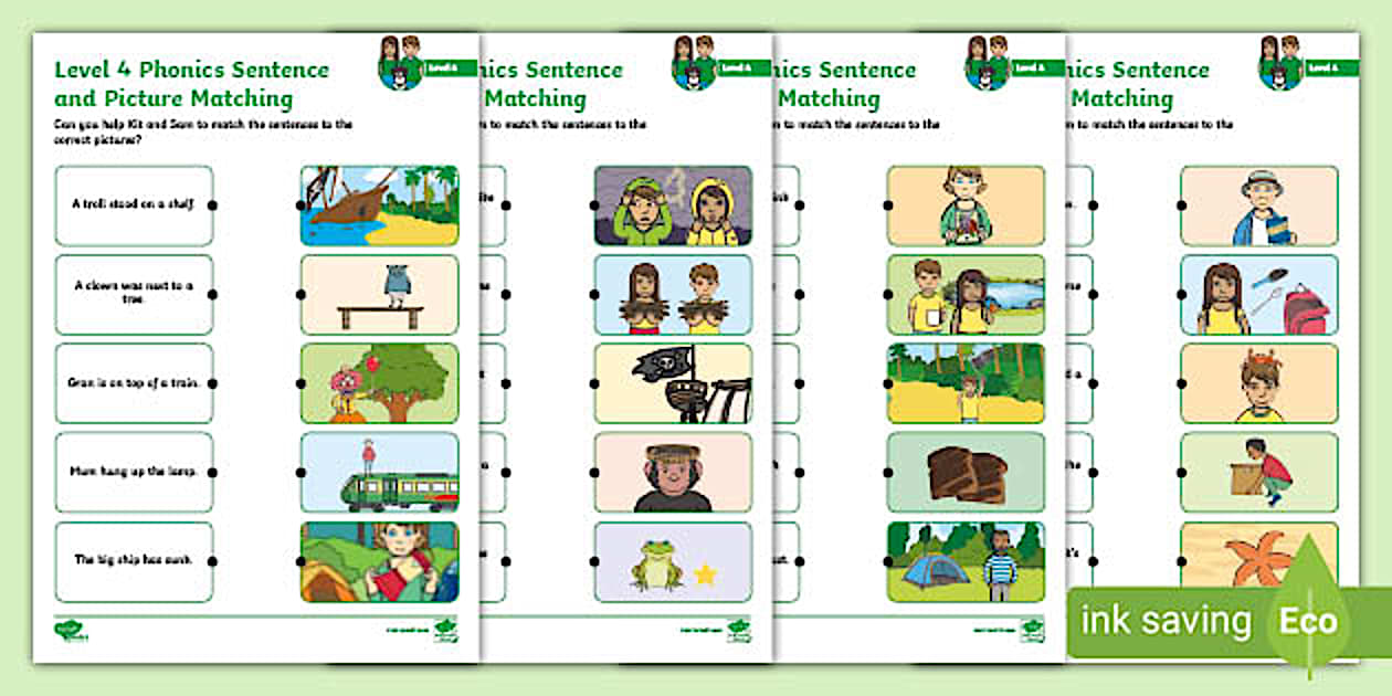 Level 4 Phonics Sentence and Picture Matching Activity
