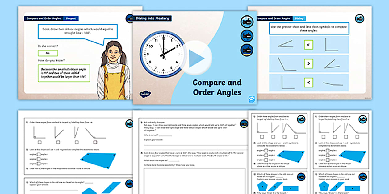 Diving into Mastery: Compare and Order Angles Teaching Pack