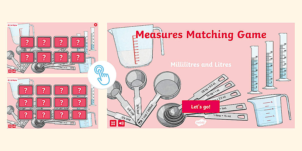 Measures Matching Game ml/l Go Sorting Game - Twinkl - KS2