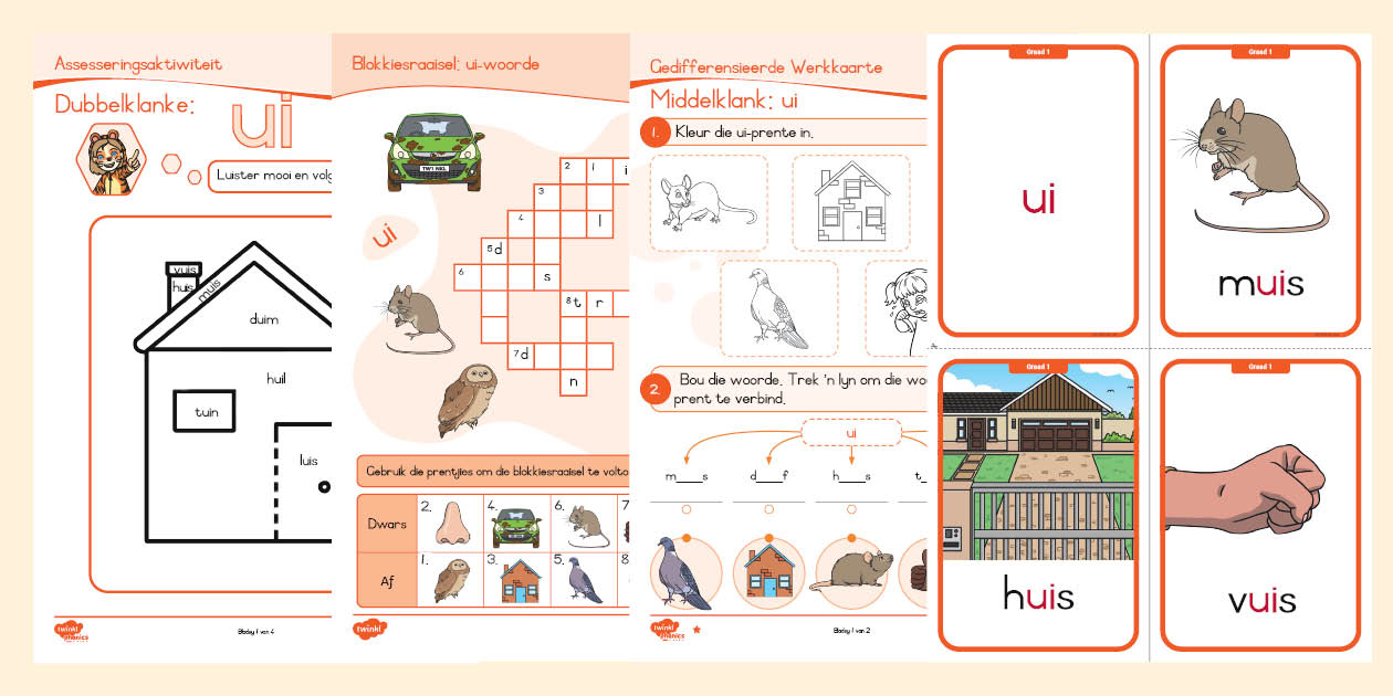 Graad 1 Klanke Hulpbronpakket ui (Teacher-Made) - Twinkl