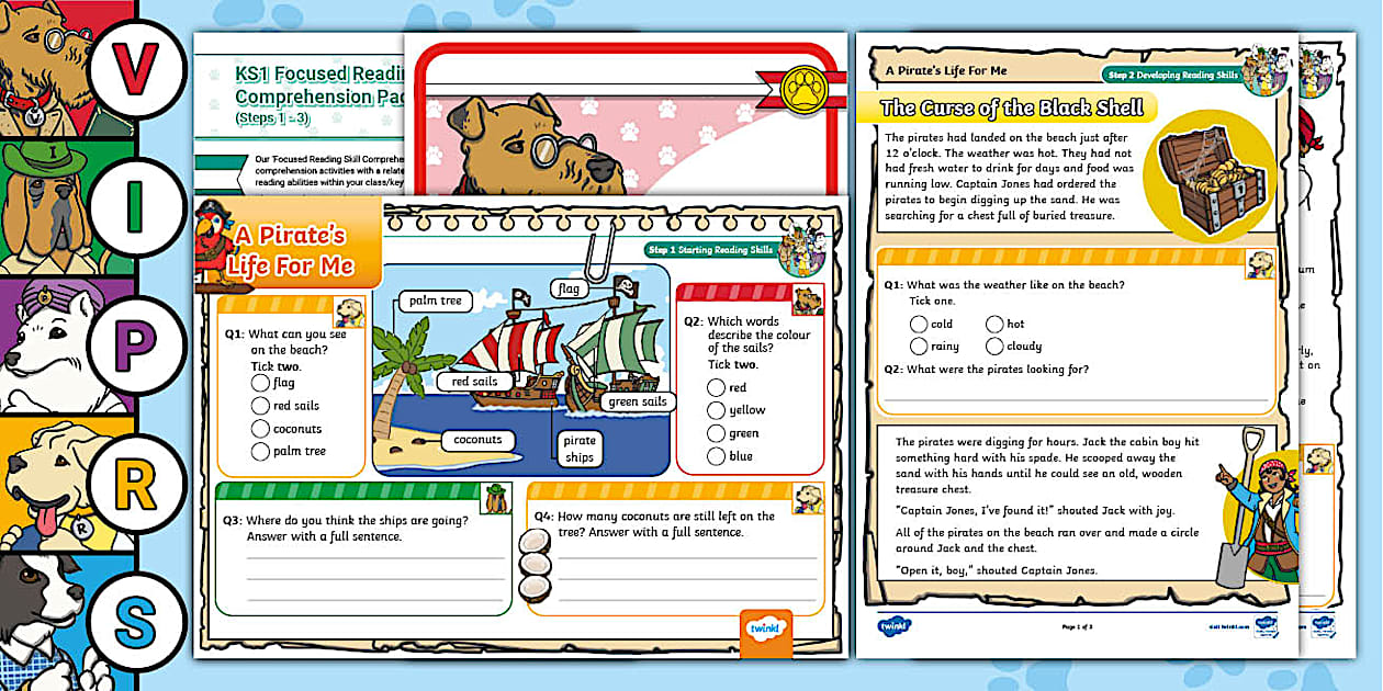 KS1 A Pirate's Life For Me: Focused Reading Skills Comprehension Pack