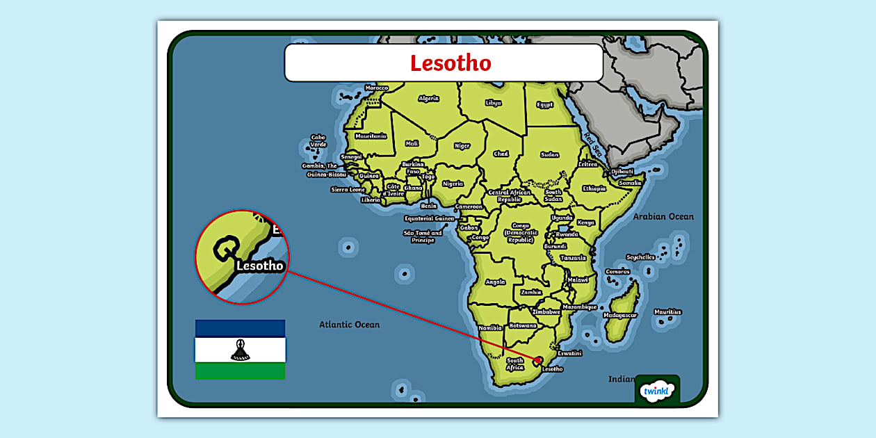 Lesotho on Map of Africa Display Poster (teacher made)