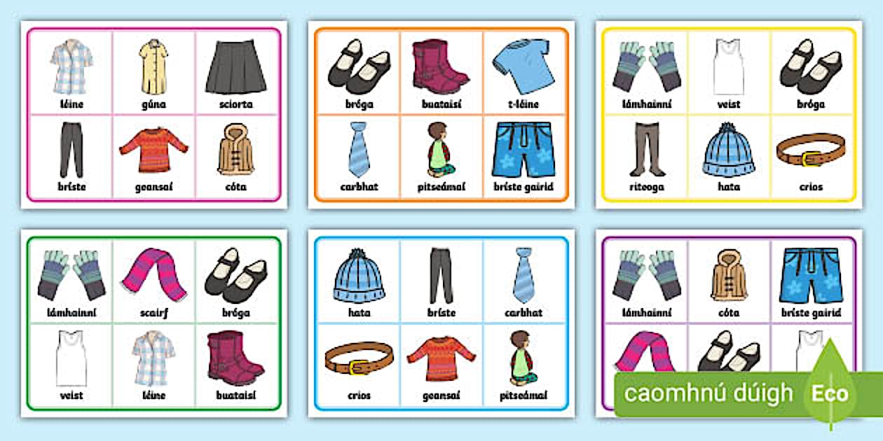 KS1 Clothes-Themed Bingo Gaeilge (teacher made) - Twinkl