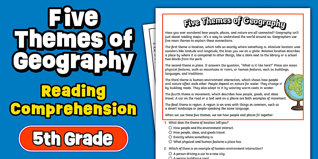 Fifth Grade Five Themes of Geography Reading Passage
