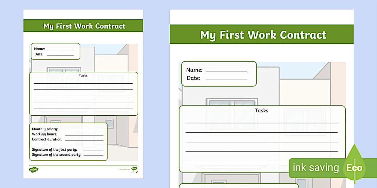 My First Work Contract (teacher made) - Twinkl