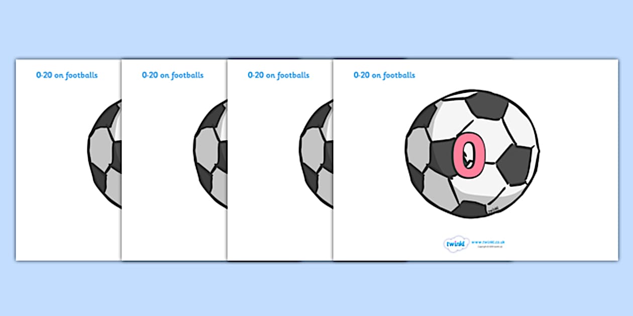 Numbers 0-20 on Footballs (teacher made) - Twinkl