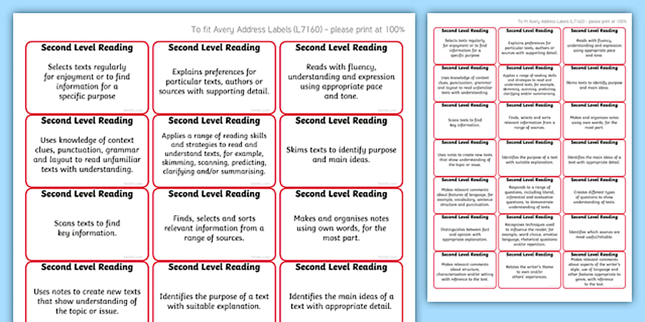 Editable CfE Second Level Reading Benchmark Assessment Stickers