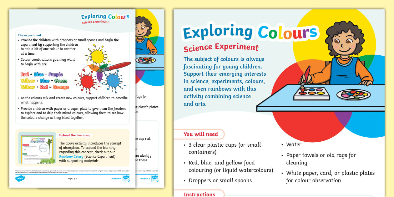 Exploring Colours Science Experiment (teacher made) - Twinkl