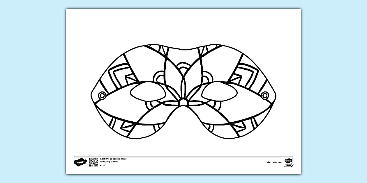 Mandala Mask Colouring Page (teacher made) - Twinkl