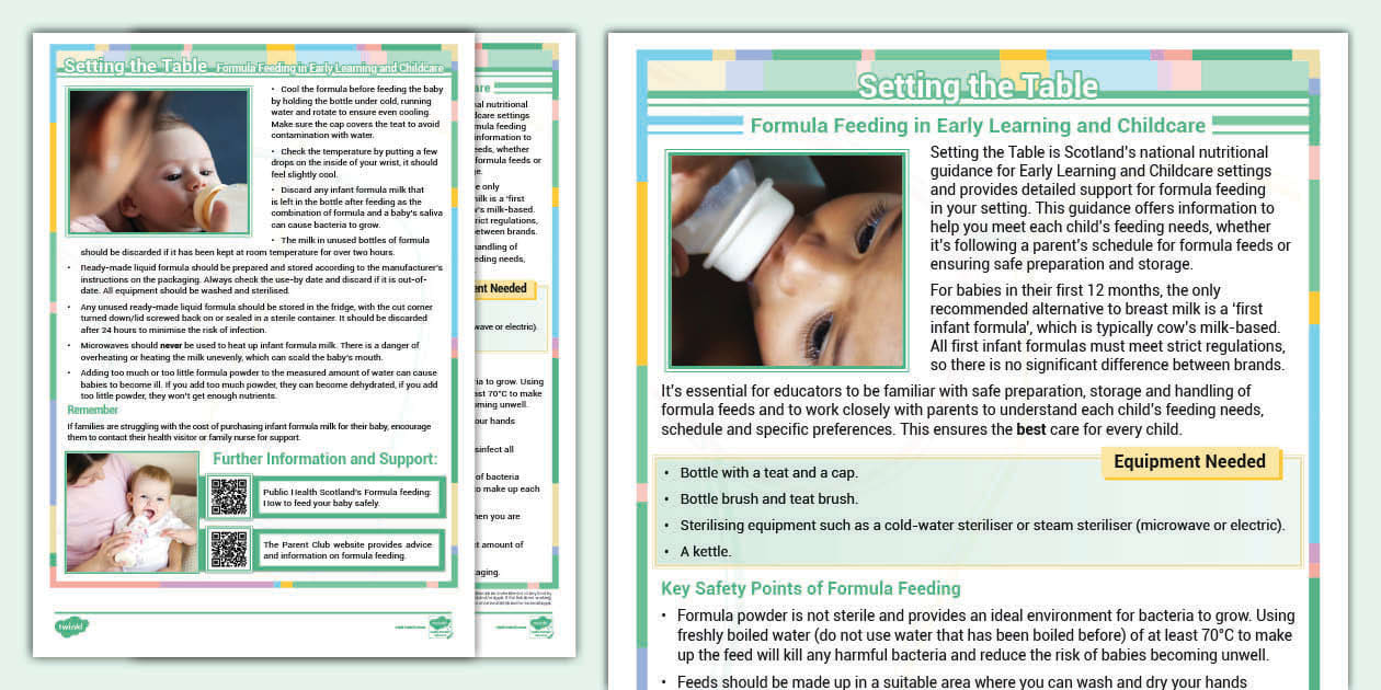 Formula Feeding in ELC - Setting the Table Information Sheet