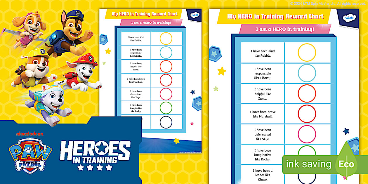 FREE! - PAW Patrol: Hero Qualities Reward Chart - Twinkl