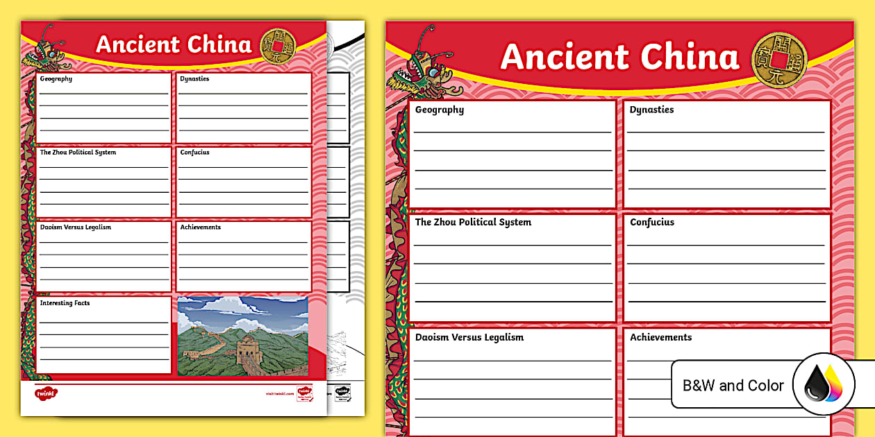 Sixth Grade Ancient China Graphic Organizer (teacher made)