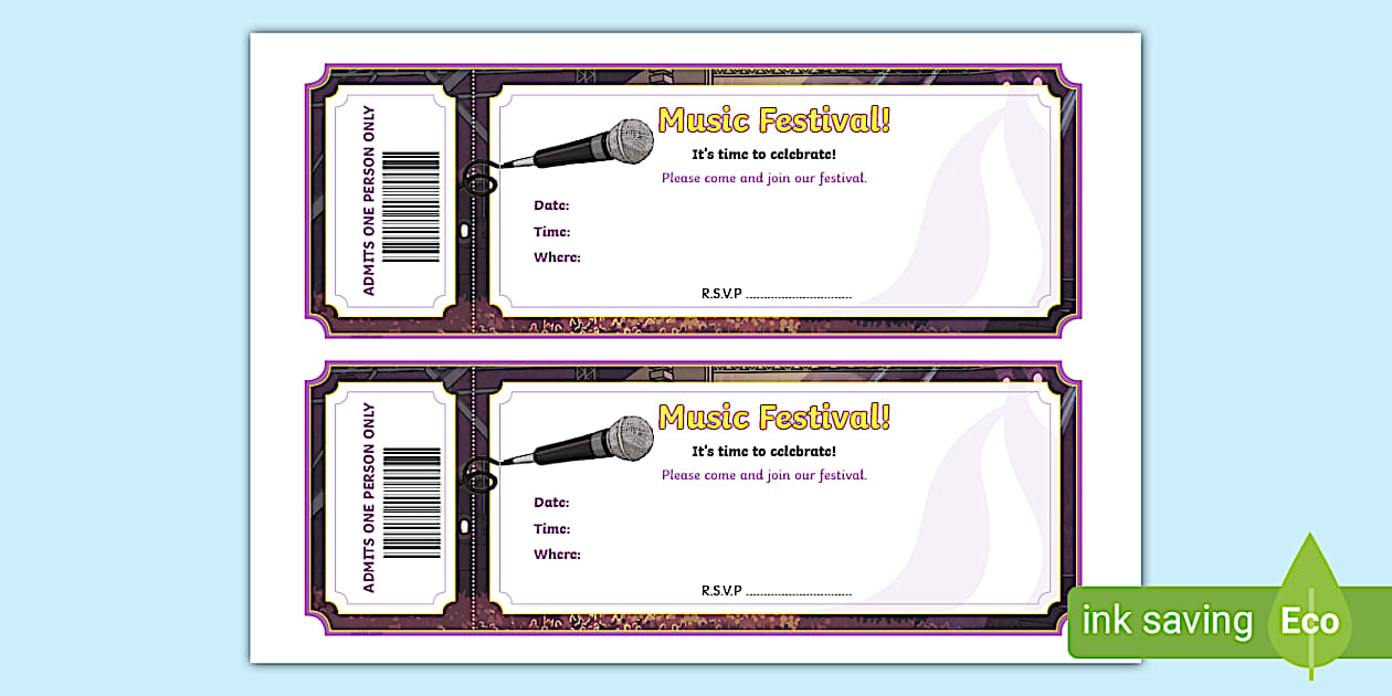 Music Festival Ticket - Twinkl - KS2 (teacher made) - Twinkl