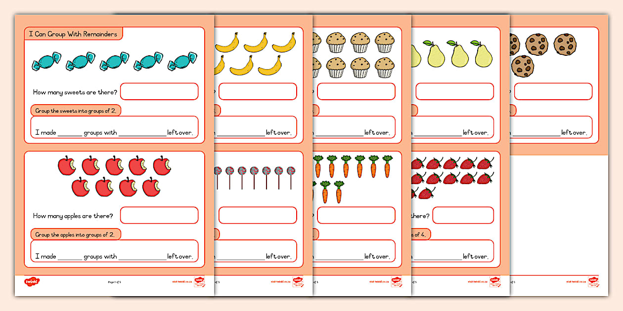 Grade 1 Mathematics: Grouping With Remainders Activity Sheet