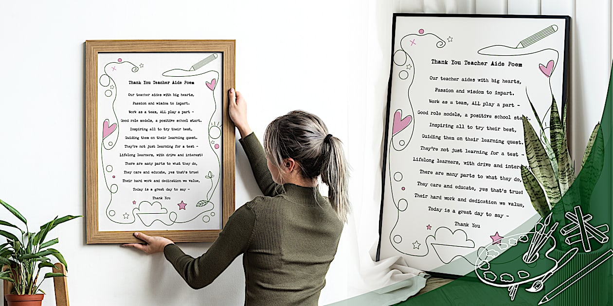 Thank You Teacher Aide Poem Poster | Twinkl Art Gallery