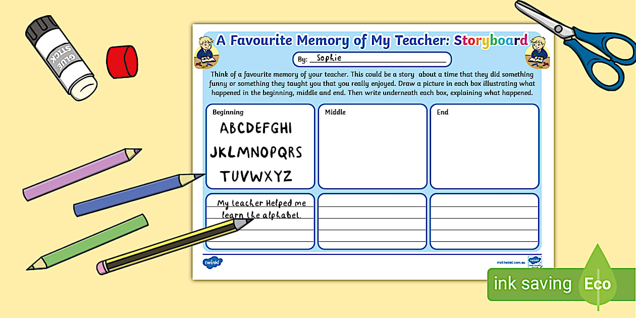 A Favourite Memory of My Teacher: Storyboard - Twinkl