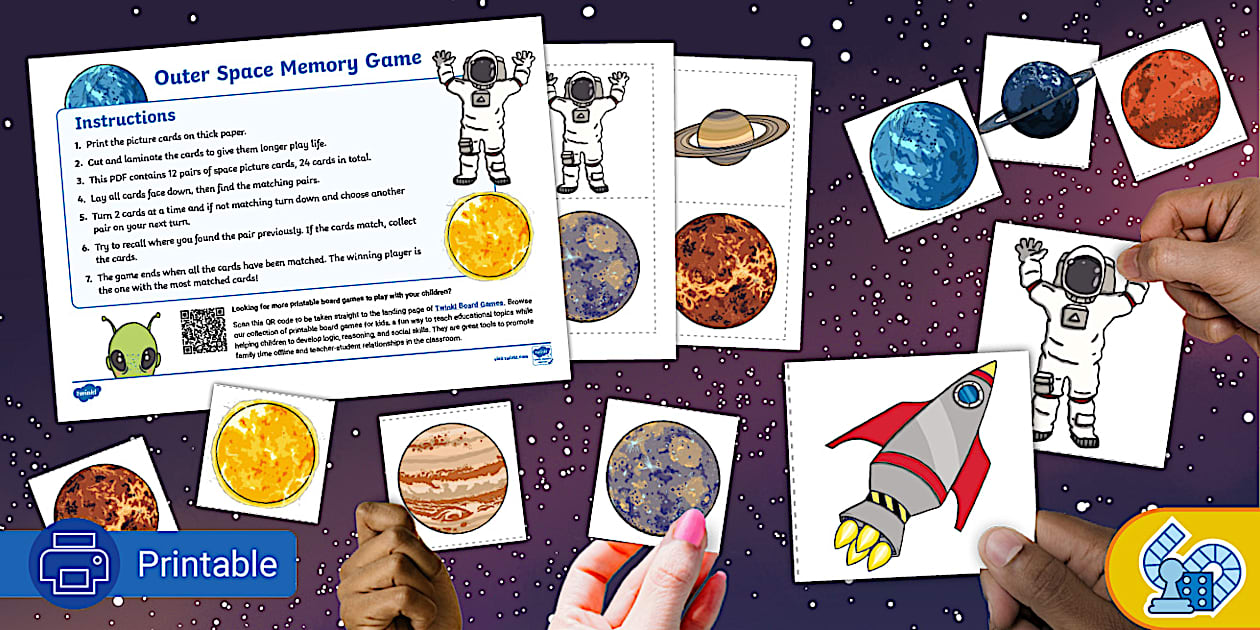 Outer Space Memory Game - National Space Day (teacher made)