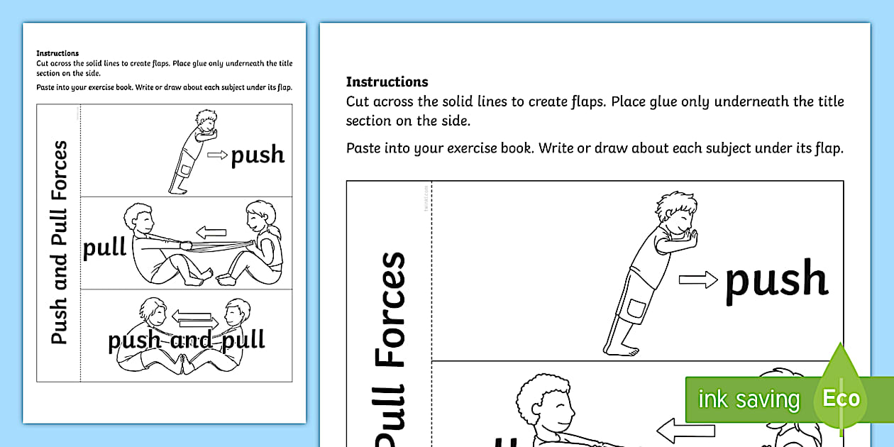 Editable Push and Pull Flaps Writing Worksheet - Twinkl