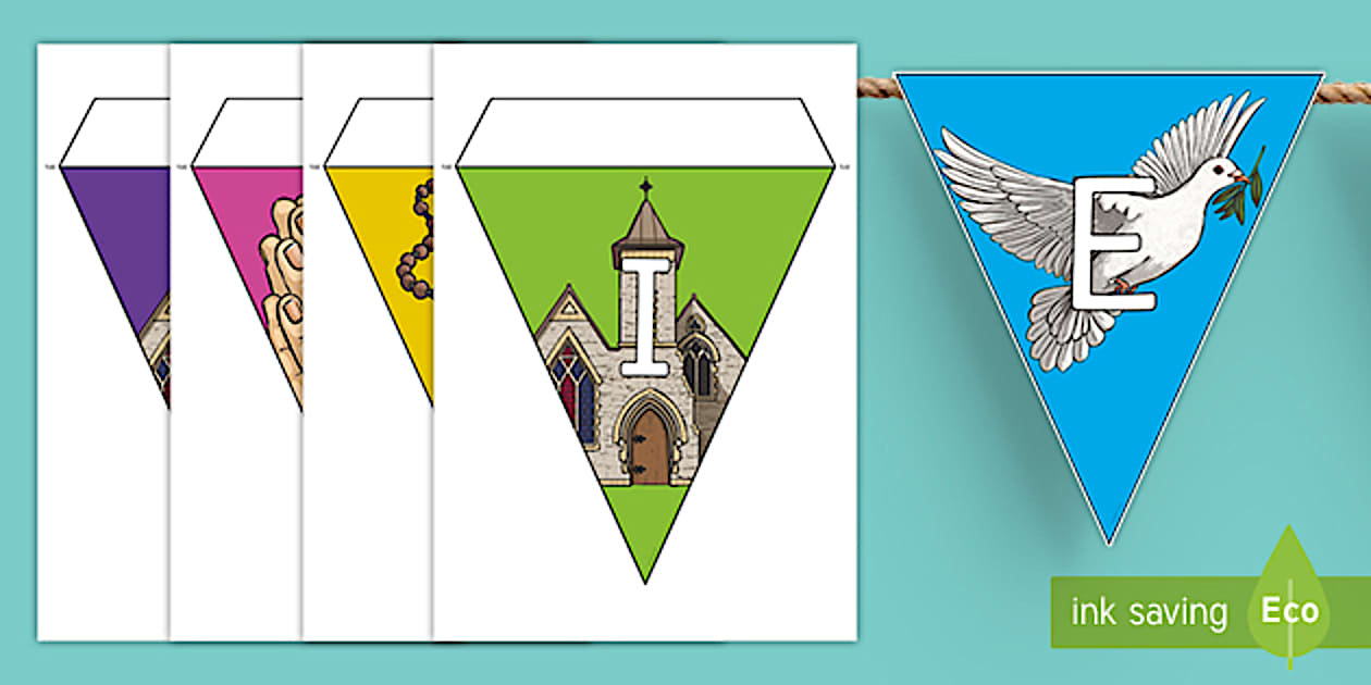 Black and White Catholic Education Week Display Bunting