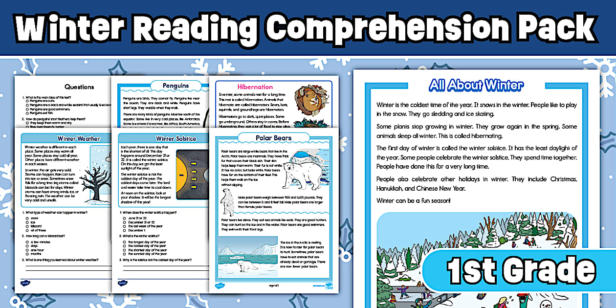 First Grade Winter Reading Comprehension Pack