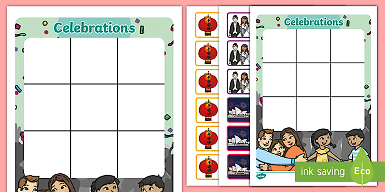 VIC Celebrations 3 in a Row Game (teacher made) - Twinkl