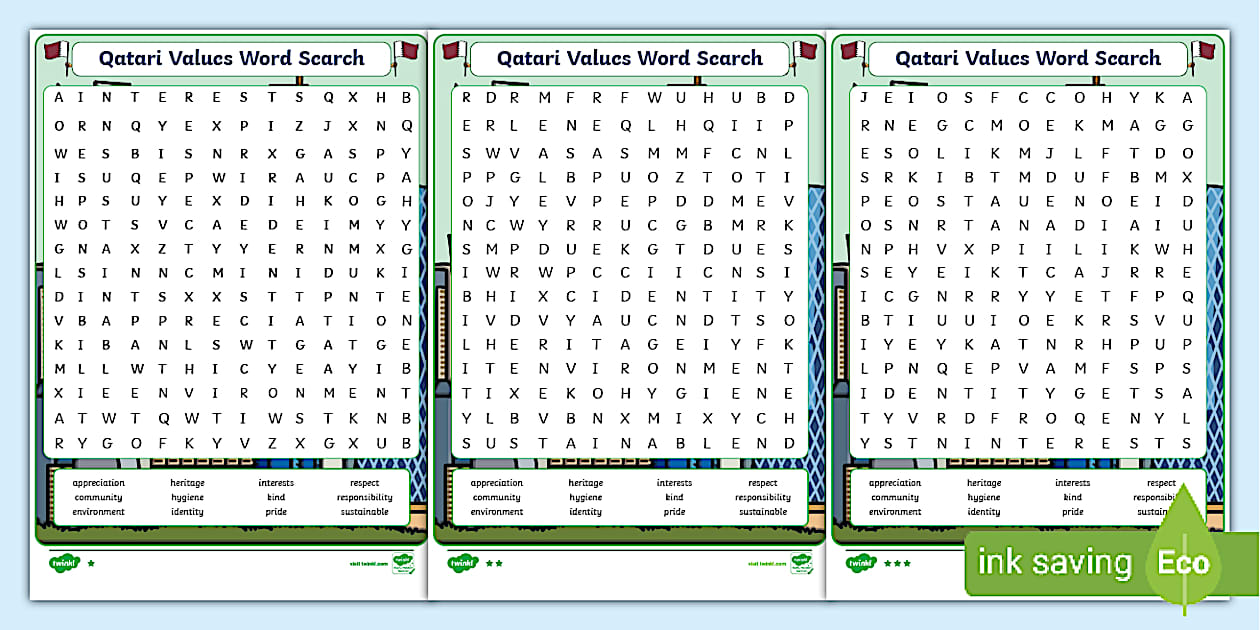 Qatari Values Word Search (teacher made) - Twinkl