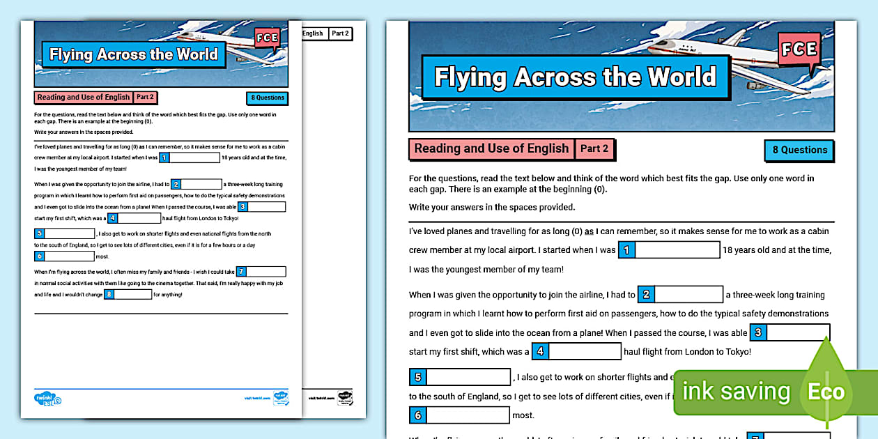 B2 FCE Reading and Use of English Part 2 (Jobs) - Twinkl
