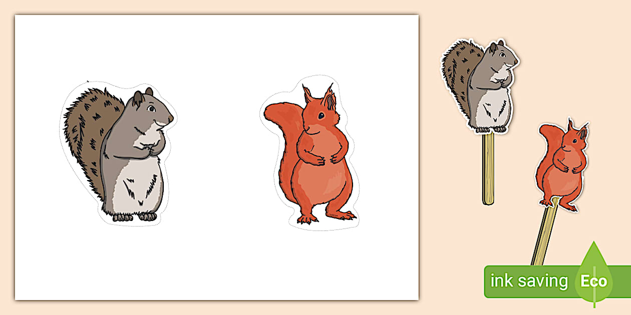 Squirrel Stick Puppets | Twinkl (Teacher-Made) - Twinkl