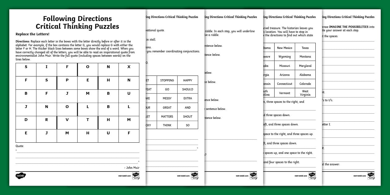 Following Directions Puzzle | ELA | Twinkl USA - Twinkl