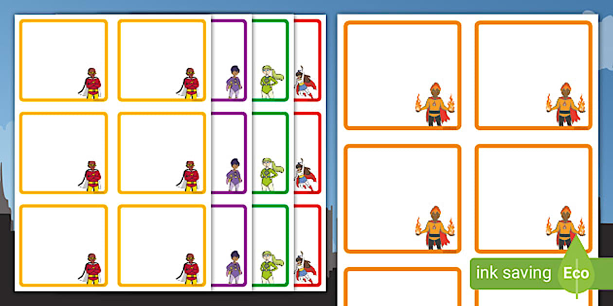 Editable Superhero Themed Square Peg Labels - Twinkl