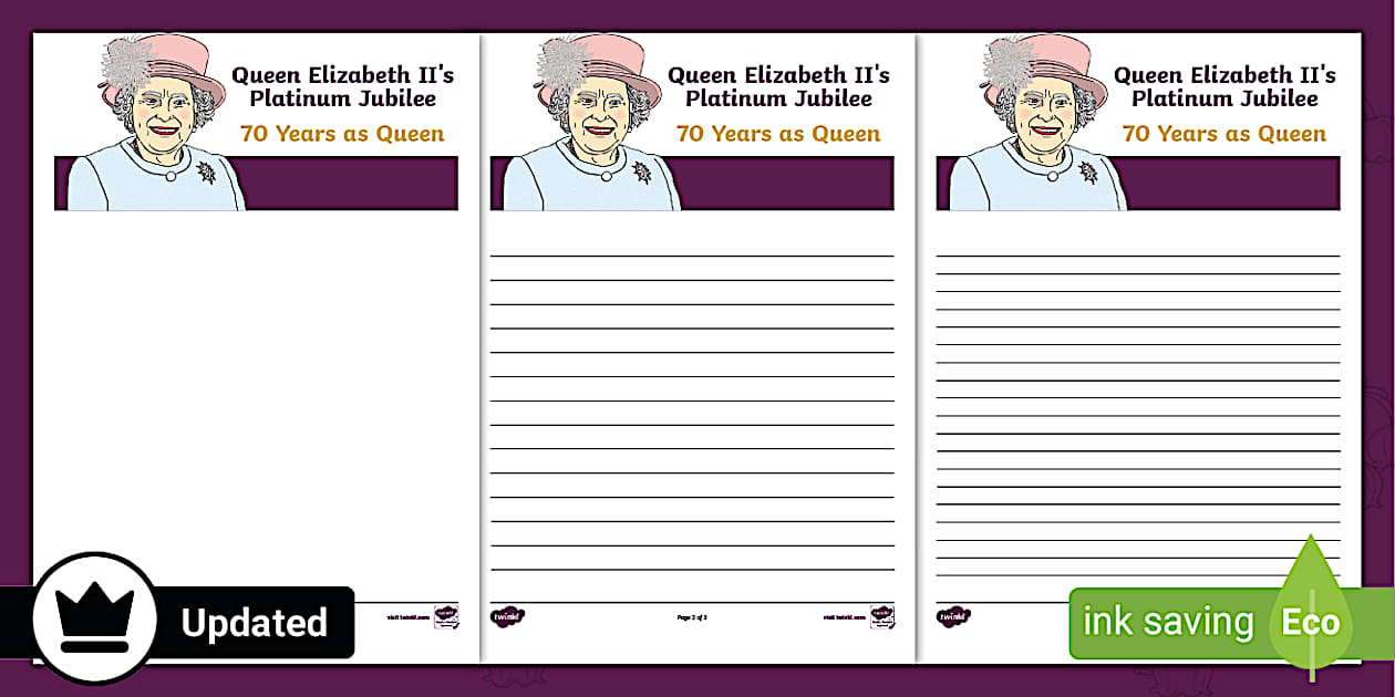 Jubilee Writing Template (teacher made) - Twinkl
