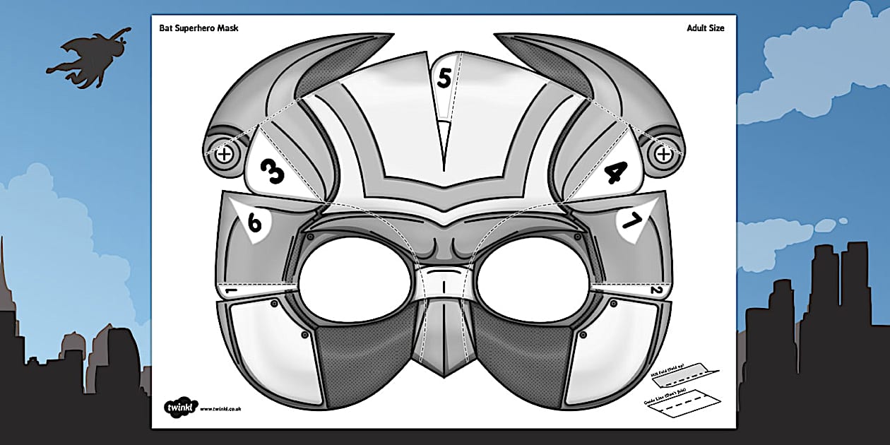 3D Bat Superhero Mask Printable (teacher made) - Twinkl