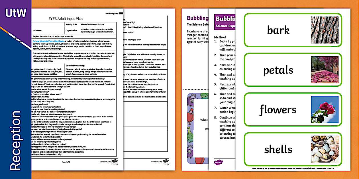 EYFS Natural Halloween Potion Adult Input Plan UtW Reception