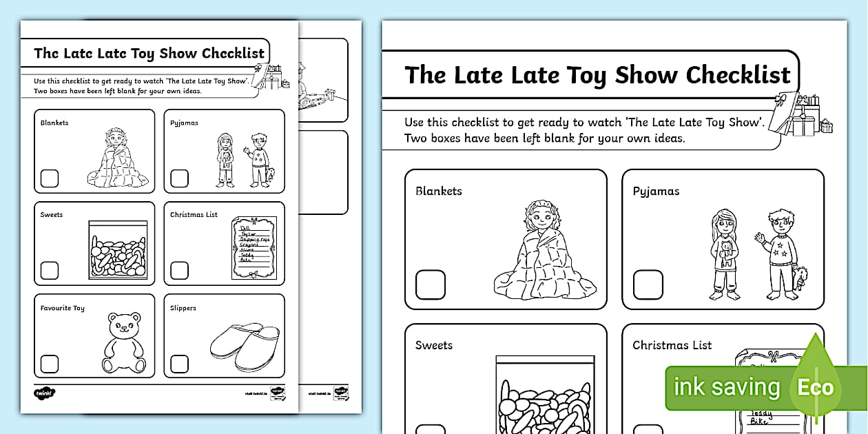 Late Late Toy Show checklist | Easy to print | Twinkl