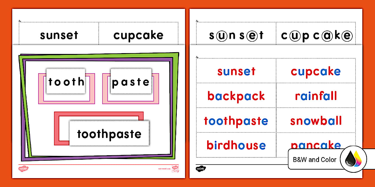 Two-Syllable Words (Compound Words) Closed Syllable Worksheet