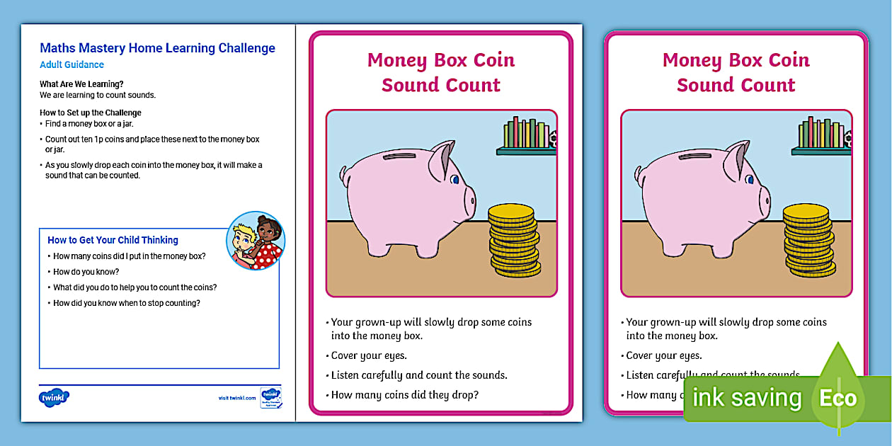 Counting Home Learning Challenge: Money Box Coin Sound Count