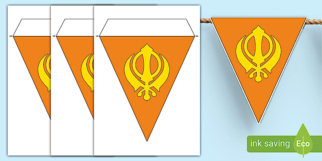 Vaisakhi Sikh Flag Bunting - Twinkl - RE (teacher made)