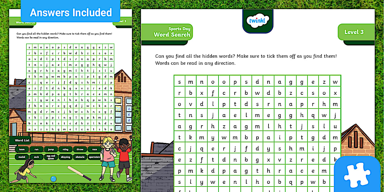 Sports Day Themed Fun Word Search Puzzle - L3 - Twinkl
