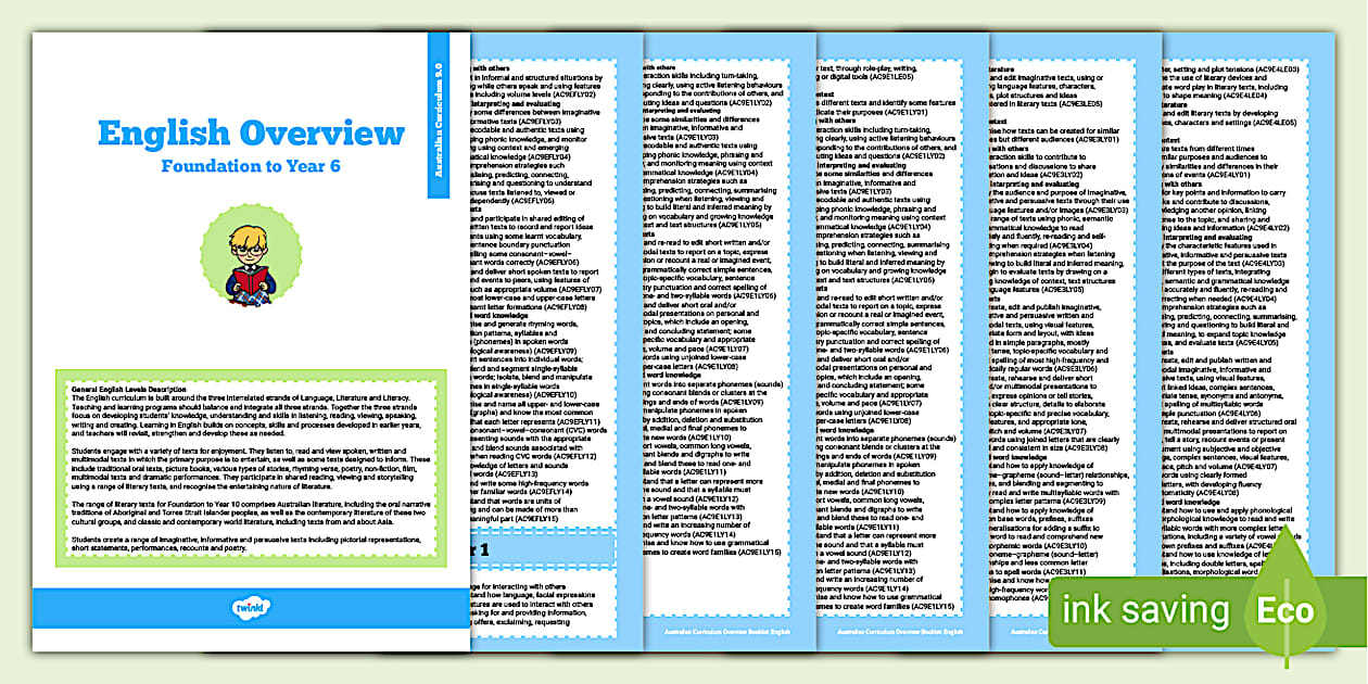 Australian Curriculum Foundation to Y6 Overview Booklet English