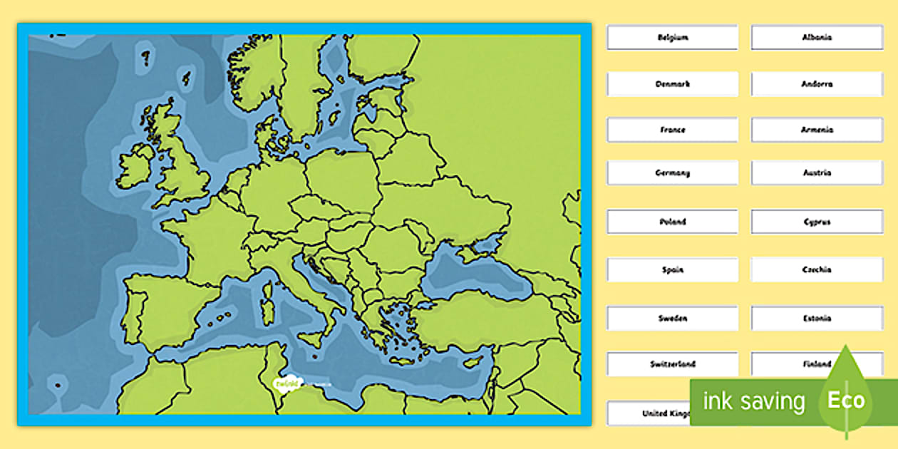 Map of Europe Matching Display Poster - Twinkl