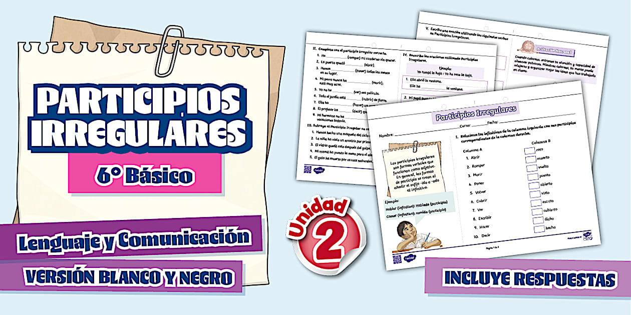 Guía de trabajo | Participios Irregulares | 6º | Lenguaje